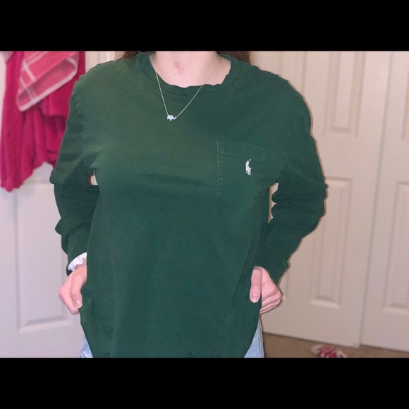 Polo Ralph Lauren | Shirts | Ralph Lauren Green Long Sleeve Polo No Collar | Poshmark